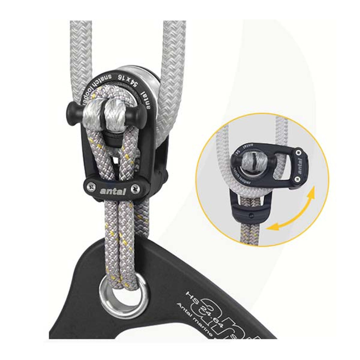 Antal 54mm Snatch Block, w/ Dyneema Loop, SWL3500 Kg. – Vela Sailing Supply